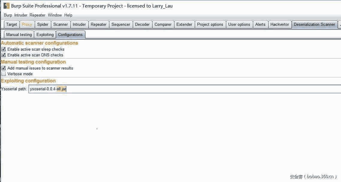Burp Suite扩展之Java Deserialization Scanner | 来唧唧歪歪(Ljjyy.com) - 多读书多实践，勤思考善领悟